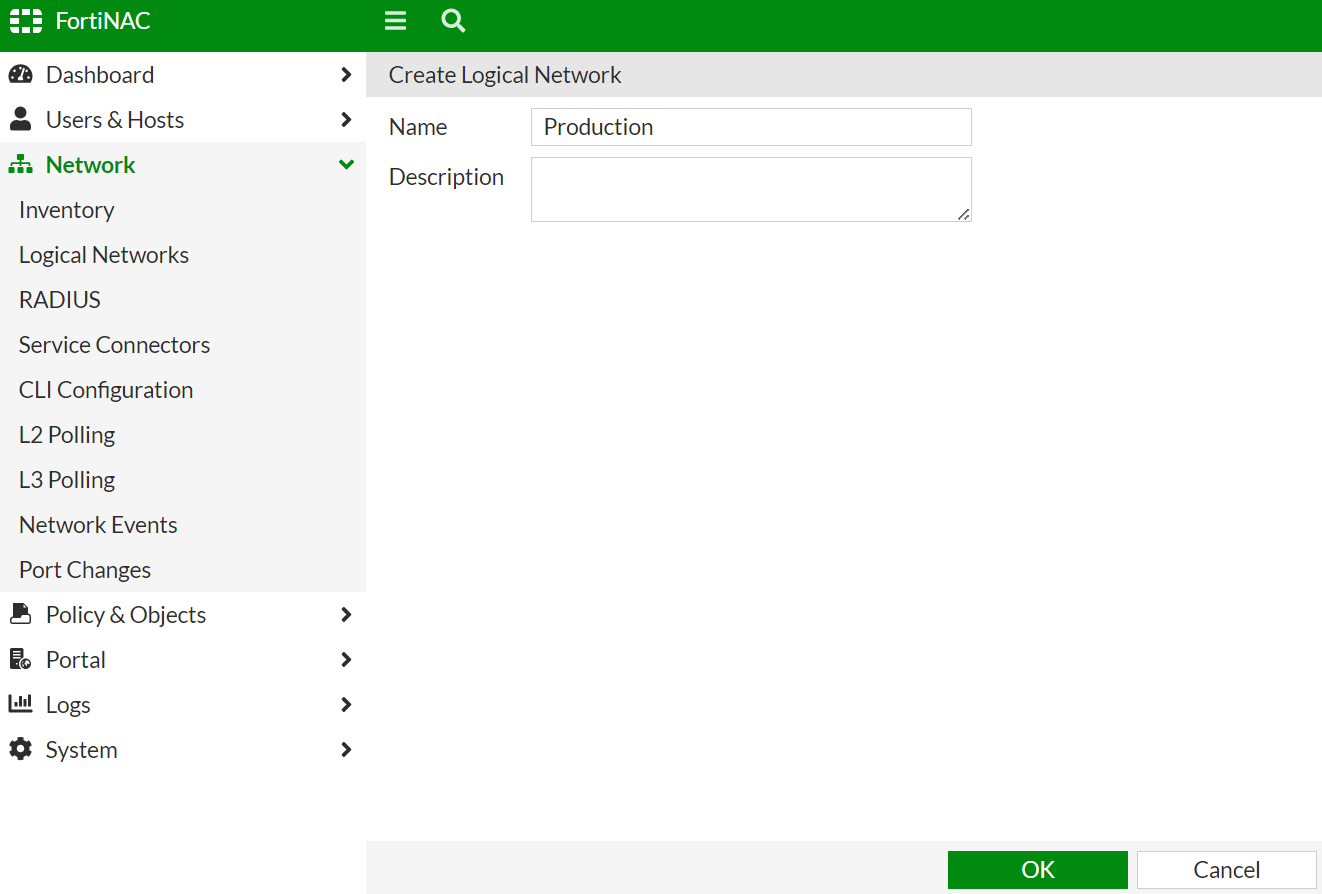 1. Create Logical Network | FortiNAC-F 7.2.0 | Fortinet Document Library